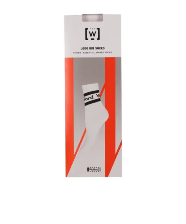 Wolford Ribbed Cotton Blend Socks With Logo Detail - White