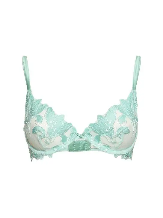 FLEUR DU MAL Lily Embroidered Bra - Blue