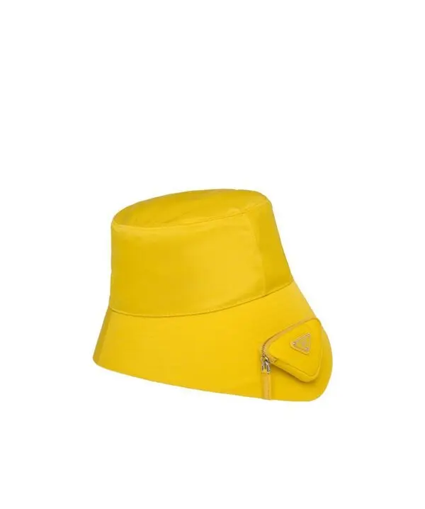Prada Bucket Hat With Detachable Pouch - Yellow