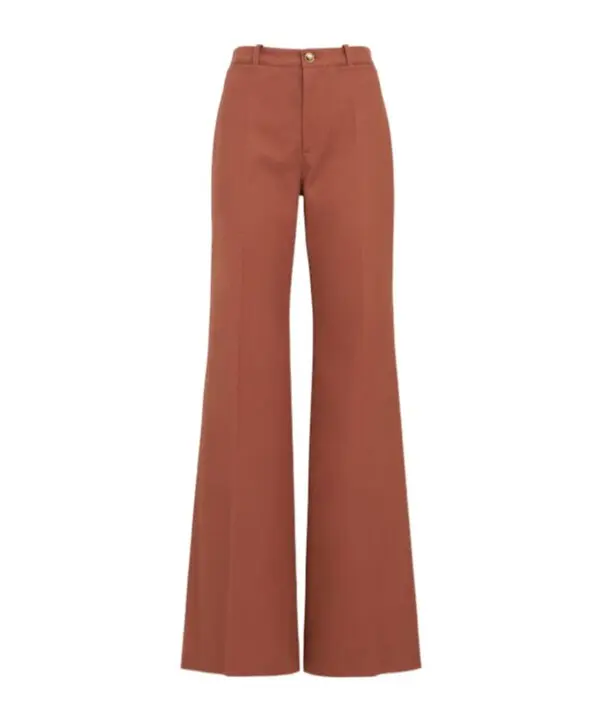 Chloé Cotton Canvas High Waist Trousers - Brown