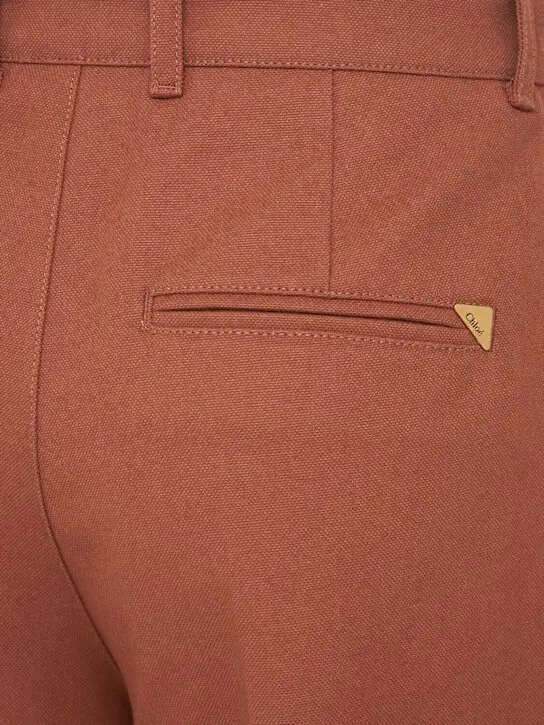 Chloé Cotton Canvas High Waist Trousers - Brown