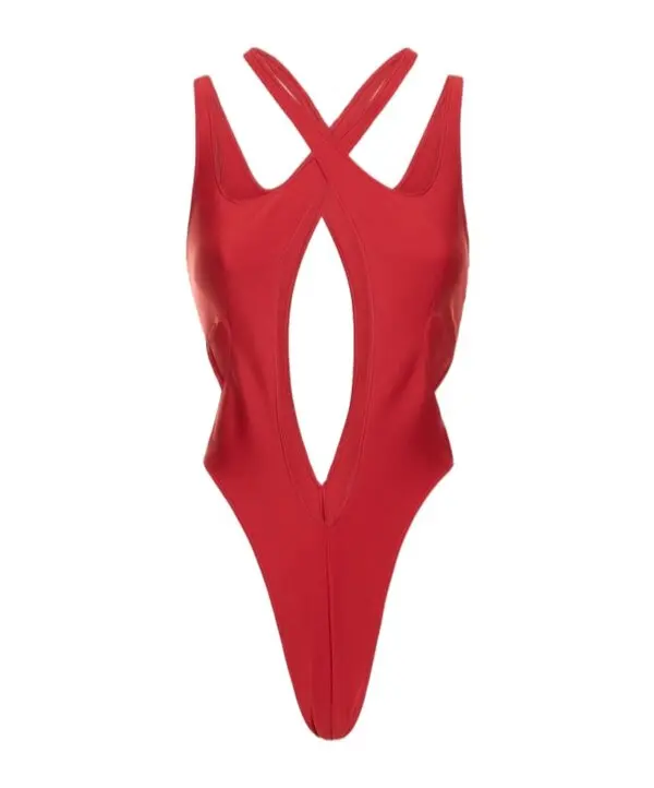 MUGLER Lycra Cut-out One-piece Swimsuit - Red