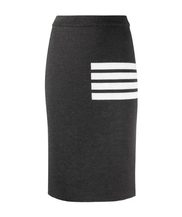 Thom Browne 4-bar Fitted Knit Skirt - Dark Gray
