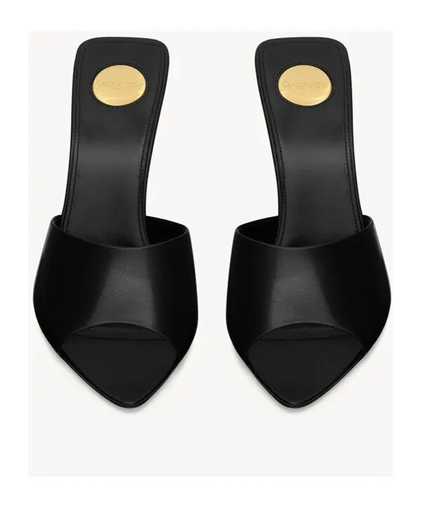Saint Laurent Romy Mules In Smooth Leather - Black