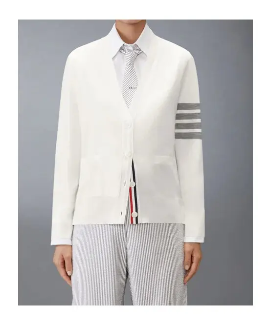 Thom Browne Four-bar Merino Wool Cardigan