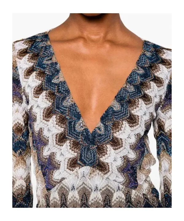 Missoni Maxi Dress With All-over Pattern And Long Sleeves - Black