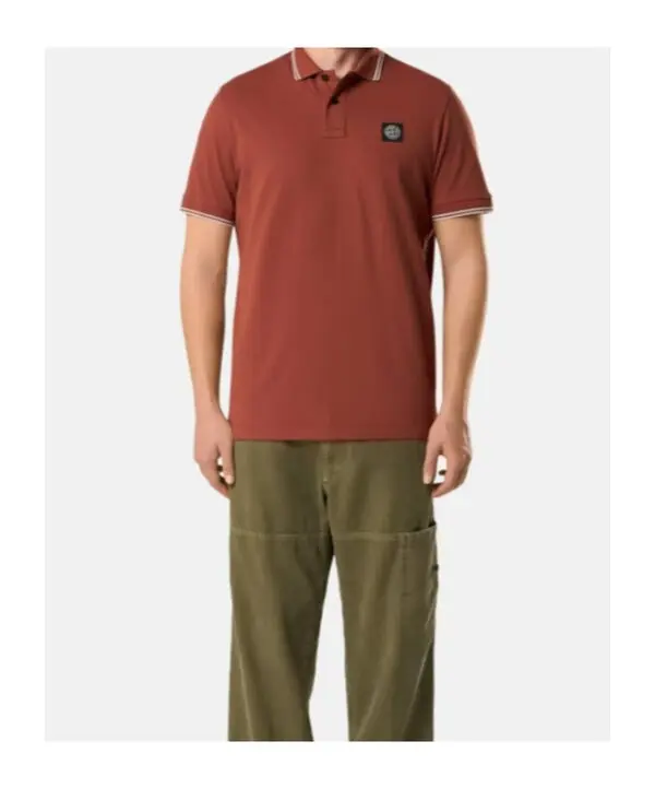 Stone Island Logo Patch Slim Polo Shirt
