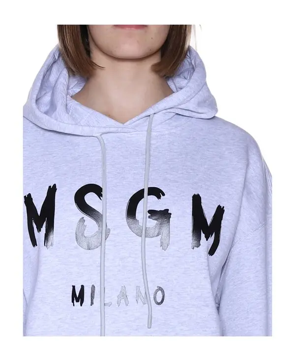 MSGM Logo Print Hooded Sweatshirt