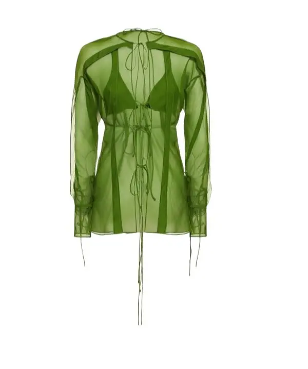 Christopher Esber Silk Chiffon Open Blouse With Tie Details