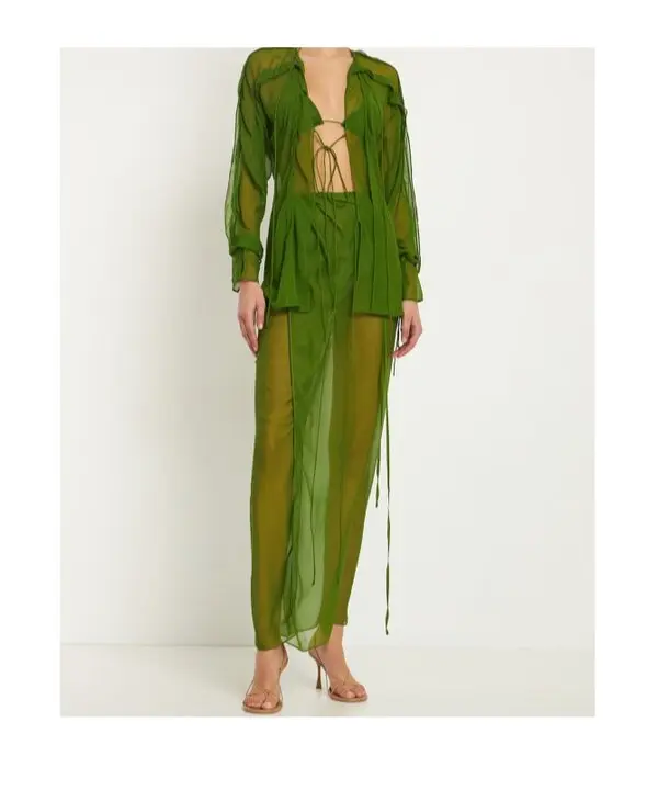 Christopher Esber Silk Chiffon Open Blouse With Tie Details
