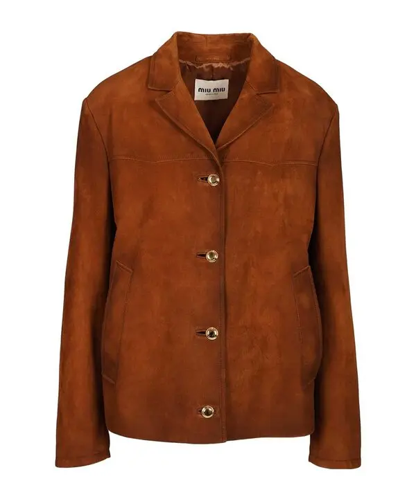 Miu Miu Long-sleeved Button-up Jacket - Brown