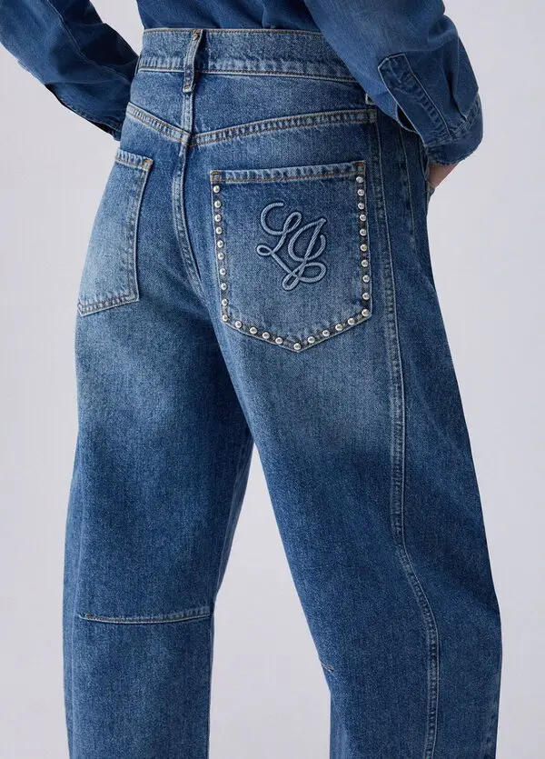 Liu Jo Studded Back-pocket Wide-leg Jeans