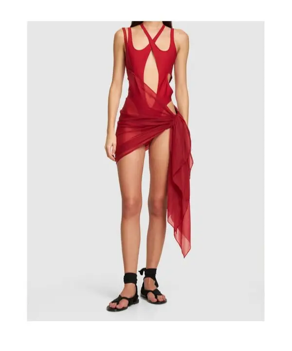 MUGLER One-shoulder Wrap Skirt