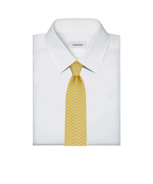 FERRAGAMO Terrier Printed Silk Neck Tie