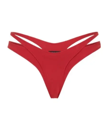 MUGLER Strappy Cut Out Bikini Bottoms - Red
