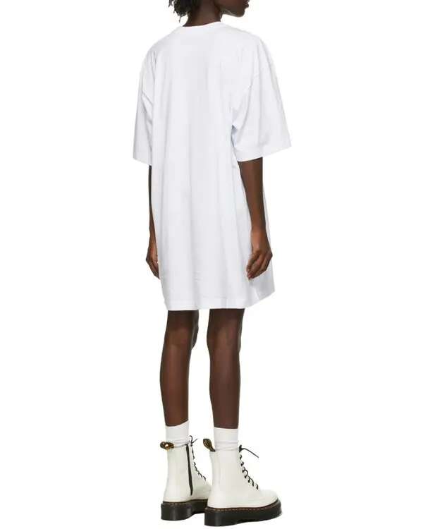MSGM Logo Printed Crewneck T-shirt Dress - White
