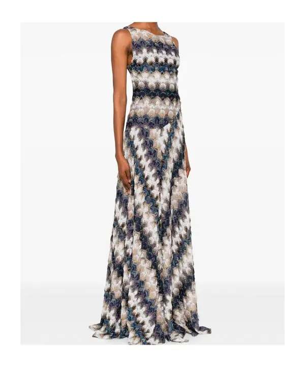 Missoni Zigzag Pattern Open-back Maxi Dress