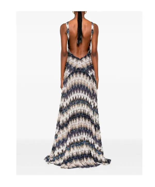 Missoni Zigzag Pattern Open-back Maxi Dress