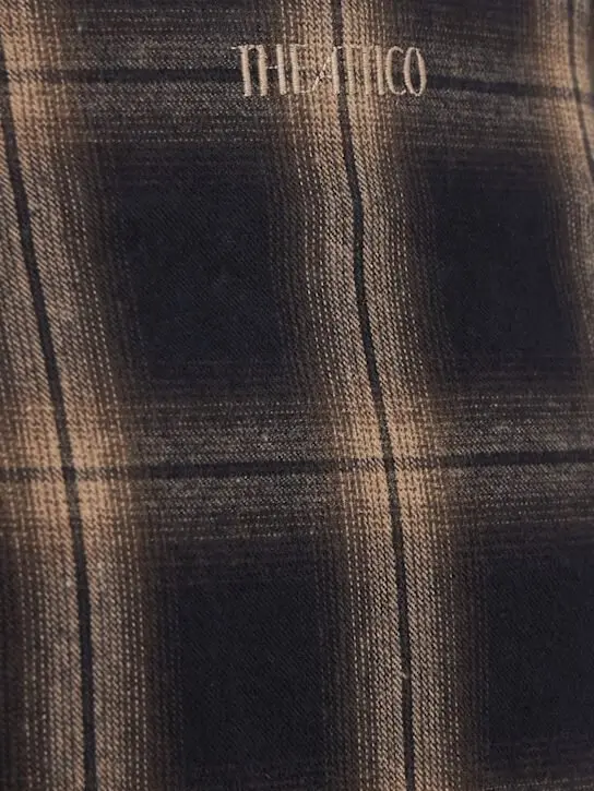 Attico Checked Cotton Midi Skirt