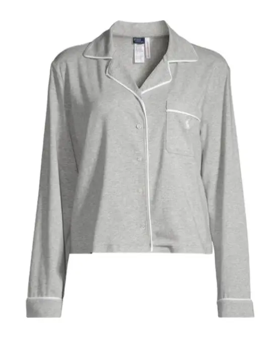 Ralph Lauren Long Sleeve Shirt And Elastic Waist Trousers Set - Gray