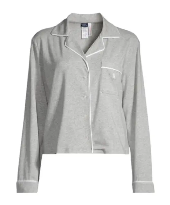 Ralph Lauren Long Sleeve Shirt And Elastic Waist Trousers Set - Gray