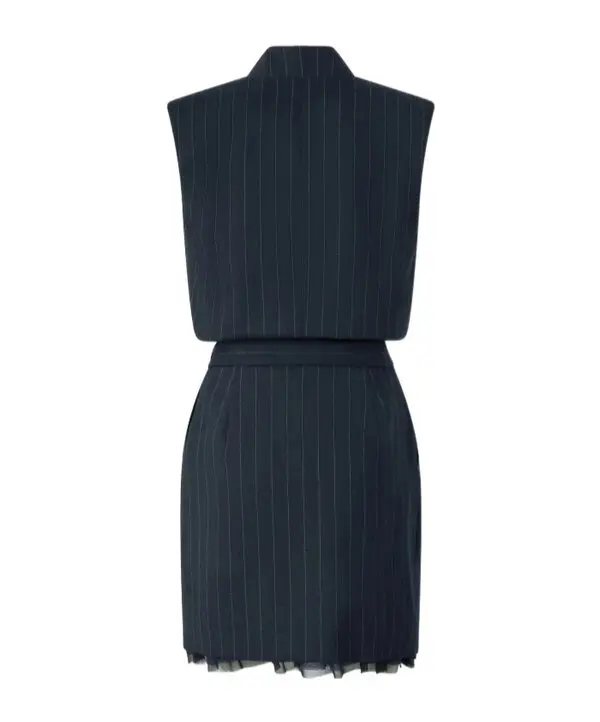 Pinko Sleeveless Wrap Mini Dress With Belted Waist And Ruffled Hem