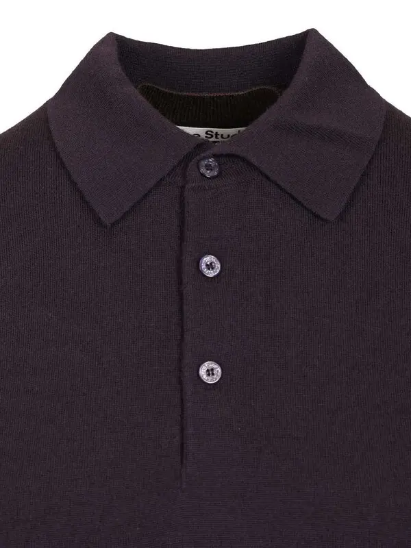 Acne Studios Knitted Polo Top With Contrasting Trim