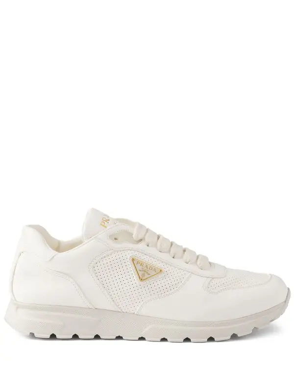 Prada Lace-up Round Toe Sneakers - Ivory