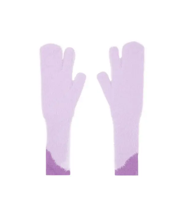 MAISON MARGIELA Two-tone Faux-fur Gloves - Purple