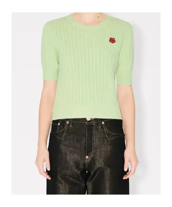 Kenzo Boke Flower Cable Knit Short Sleeve Top