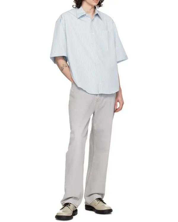 AMI Paris De Coeur Embroidered Striped Shirt
