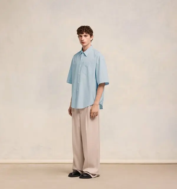 AMI Paris De Coeur Embroidered Striped Shirt