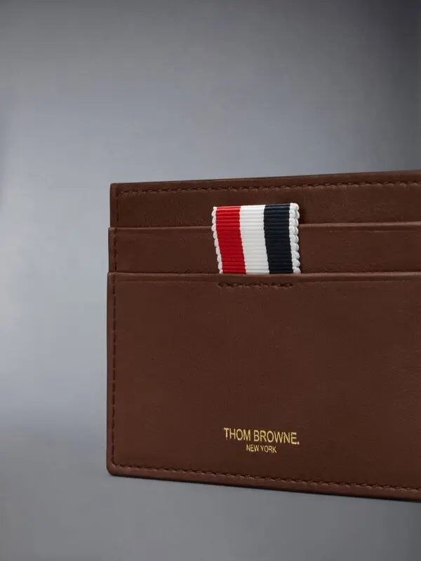 Thom Browne Leather Card Holder - Brown
