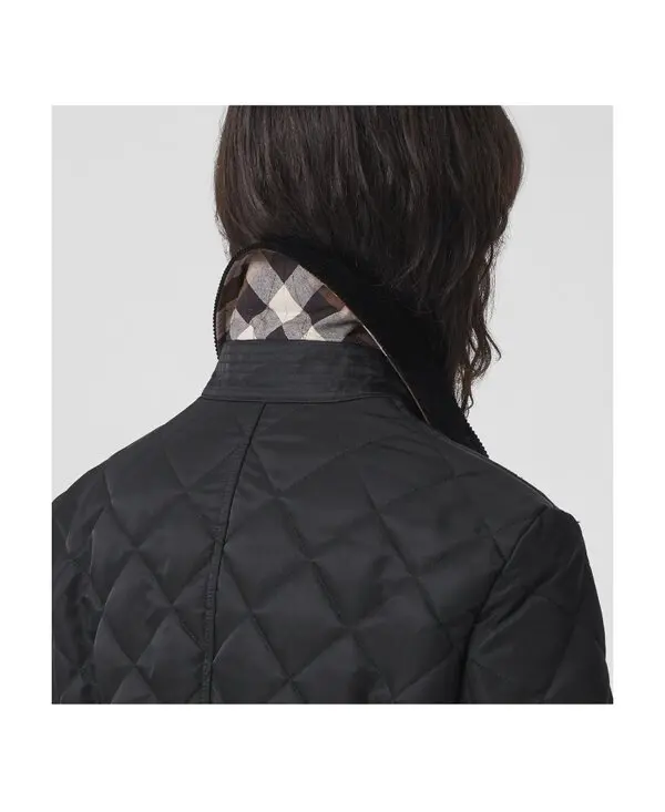 Burberry Quilted Jacket With Corduroy Collar And Gold Buttons
