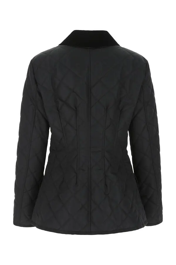 Burberry Quilted Jacket With Corduroy Collar And Gold Buttons