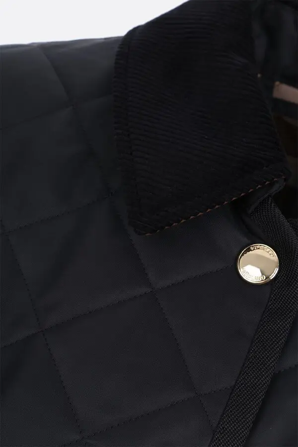 Burberry Quilted Jacket With Corduroy Collar And Gold Buttons