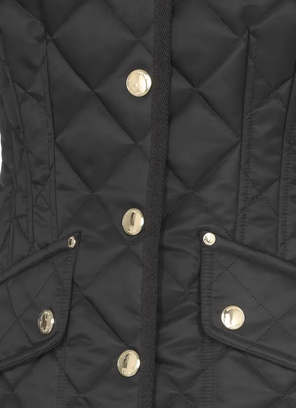 Burberry Quilted Jacket With Corduroy Collar And Gold Buttons