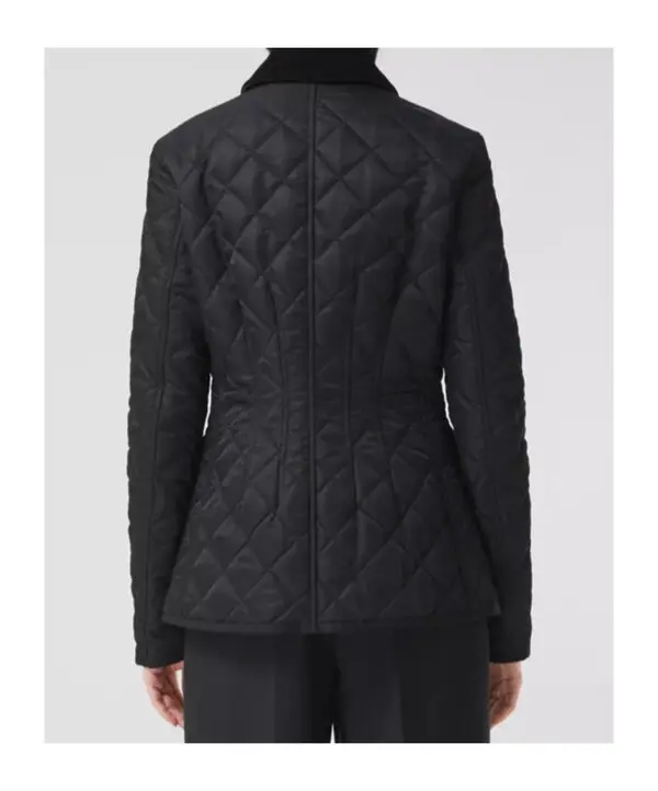 Burberry Quilted Jacket With Corduroy Collar And Gold Buttons