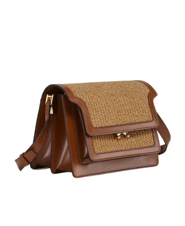 Marni Trunk Soft Medium Bag In Leather And Raffia