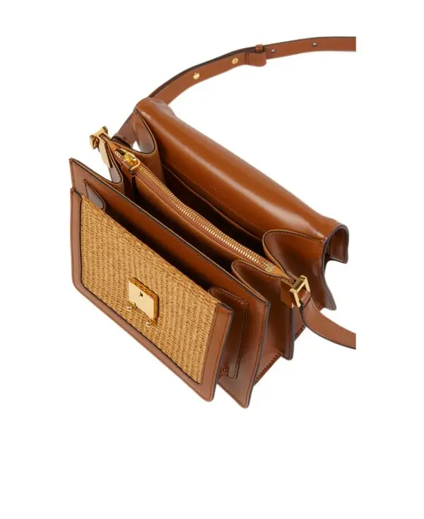 Marni Trunk Soft Medium Bag In Leather And Raffia