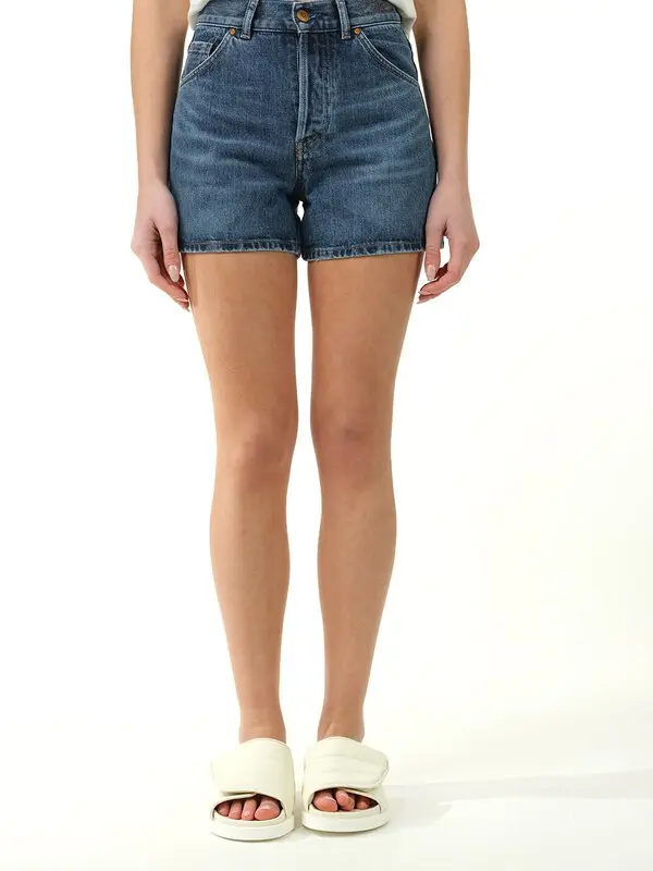Chloé High-waisted Denim Shorts With Engraved Horn Buttons
