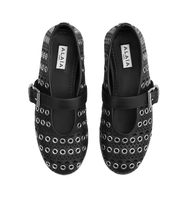 Alaïa Eyelet-embellished Ballet Flats