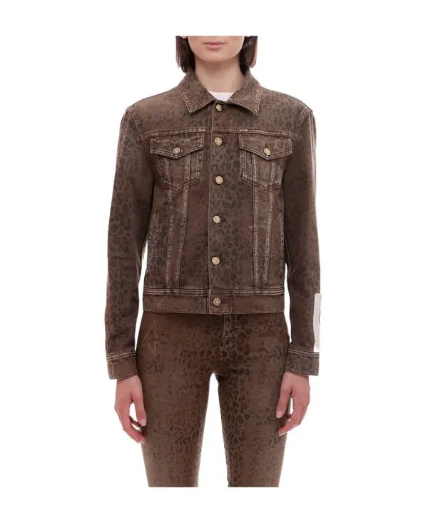 GOLDEN GOOSE Leopard Print Denim Jacket
