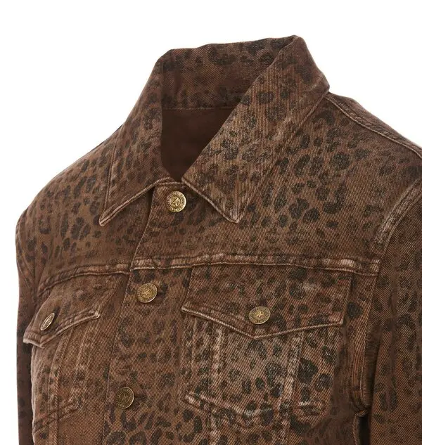 GOLDEN GOOSE Leopard Print Denim Jacket