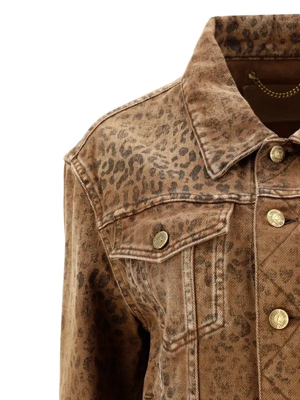 GOLDEN GOOSE Leopard Print Denim Jacket