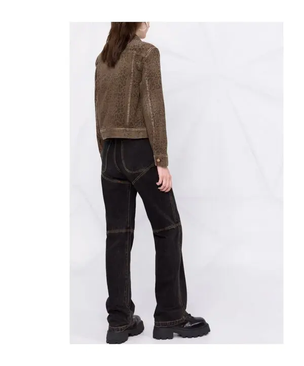 GOLDEN GOOSE Leopard Print Denim Jacket