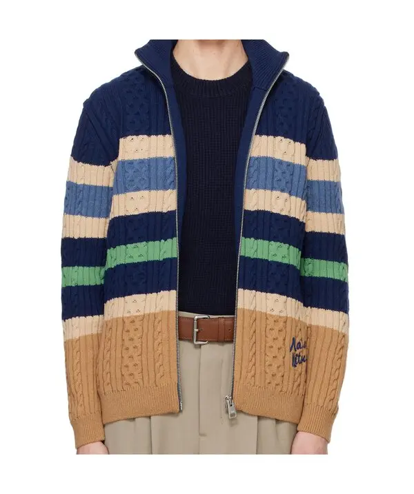 Maison Kitsuné Striped Zipped Jumper