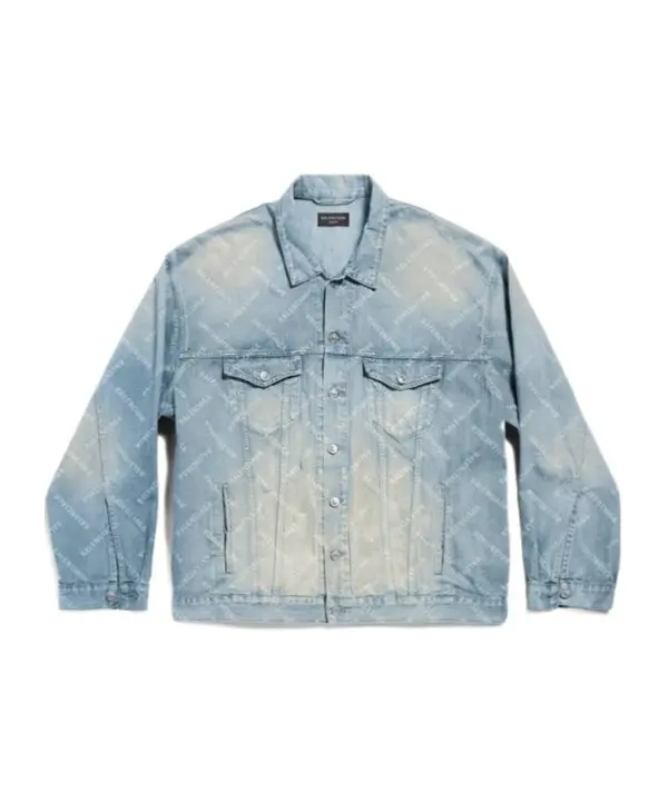 Balenciaga Diagonal Allover Oversized Denim Jacket