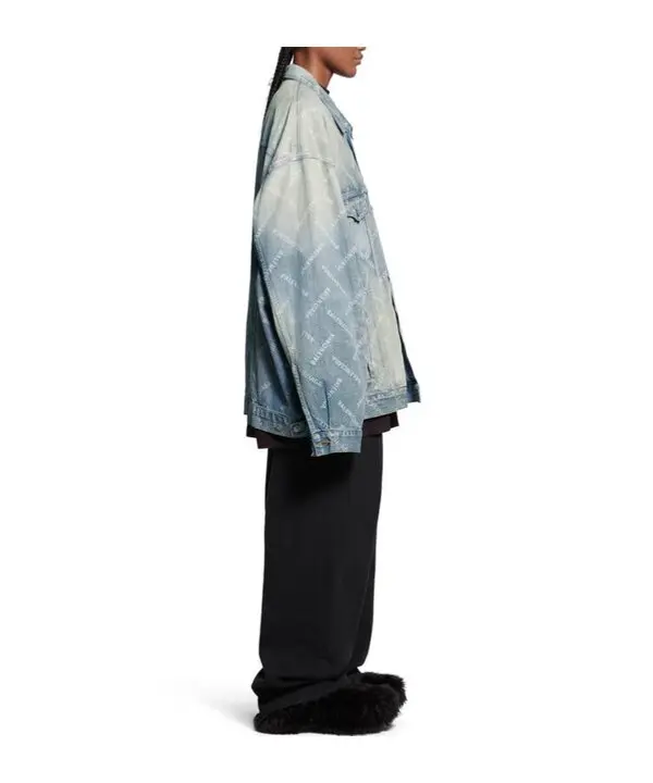 Balenciaga Diagonal Allover Oversized Denim Jacket