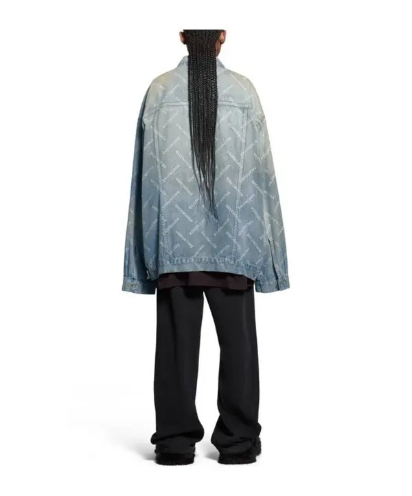 Balenciaga Diagonal Allover Oversized Denim Jacket